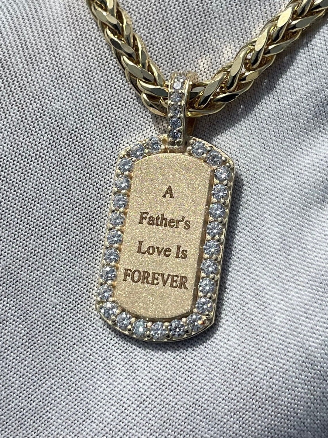 10k 14k Natural Diamond Trimmed Solid Yellow Gold Dogtag Style Pendant ...