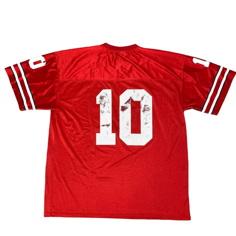 OHIO STATE Buckeyes Football Jersey Mens Adult 2XL Distressed Red 10 ...