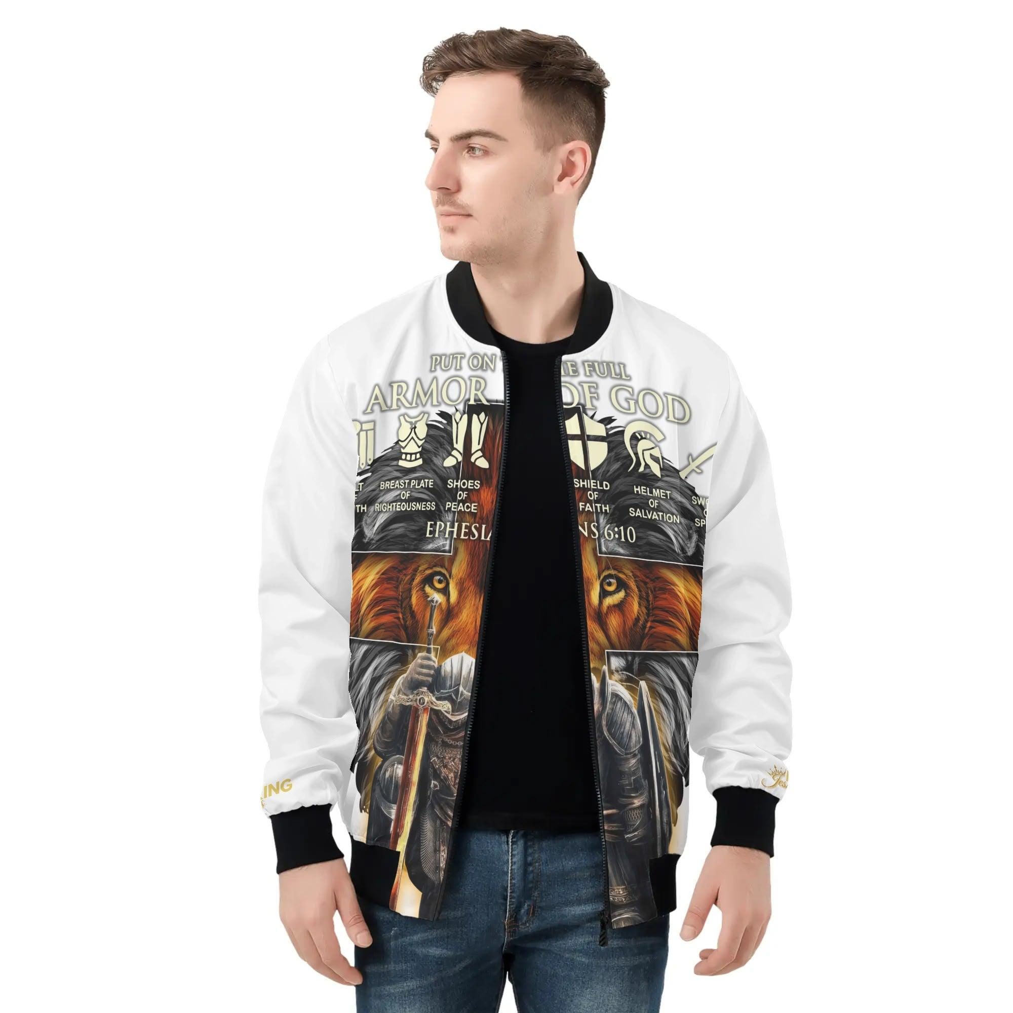 ARMOR OF GOD Premium Polyester Bomber Jacket Classic Fit With Ribbed ...