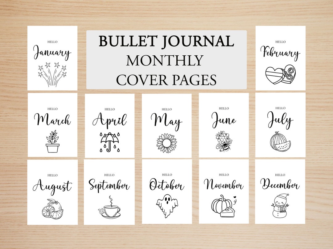 12 Monthly Cover Pages, PRINTABLE Cover Page, Letter Journal Monthly ...