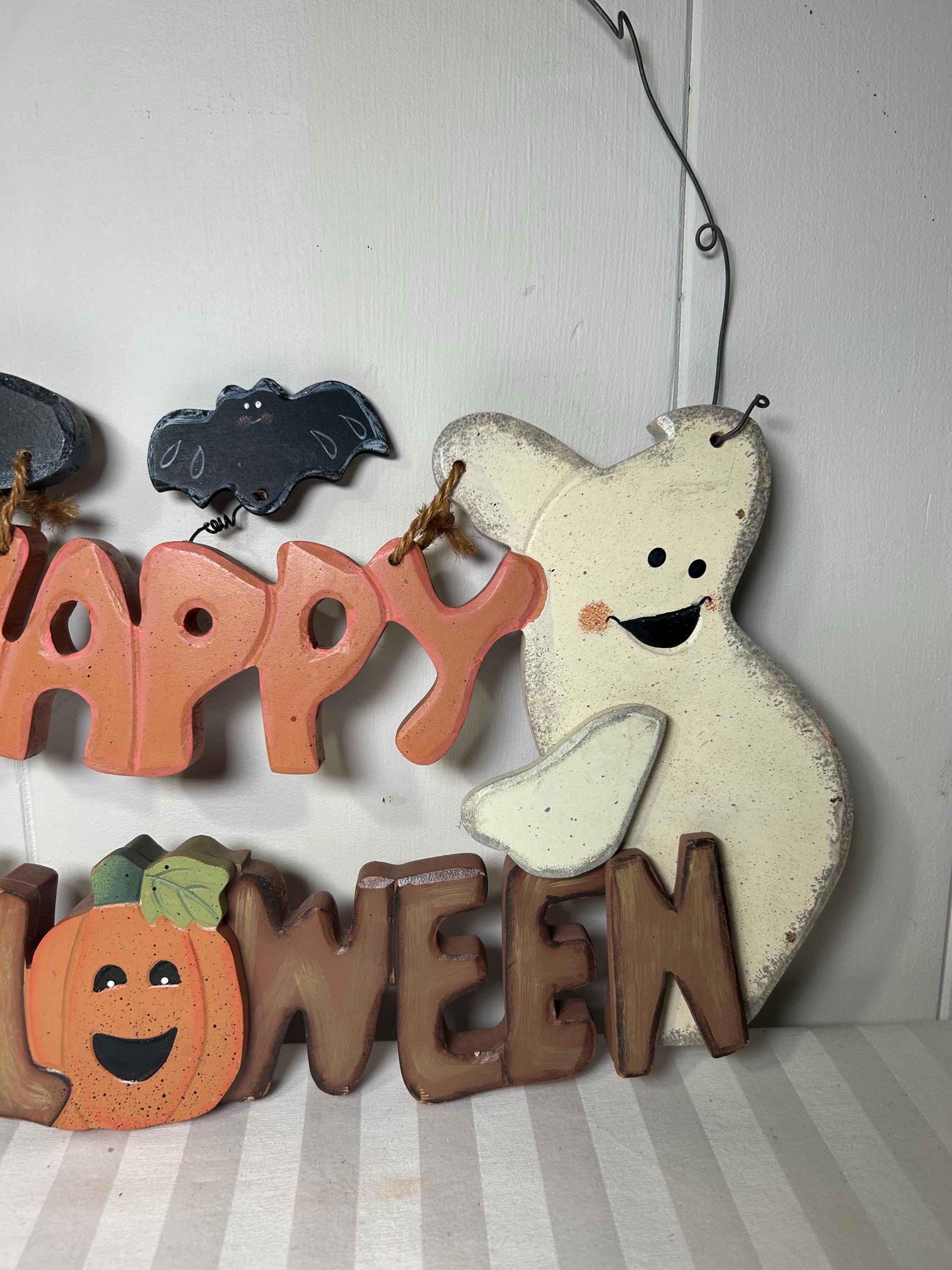 Halloween Black Cat Bat Ghost Wall Hanger Decor - Etsy