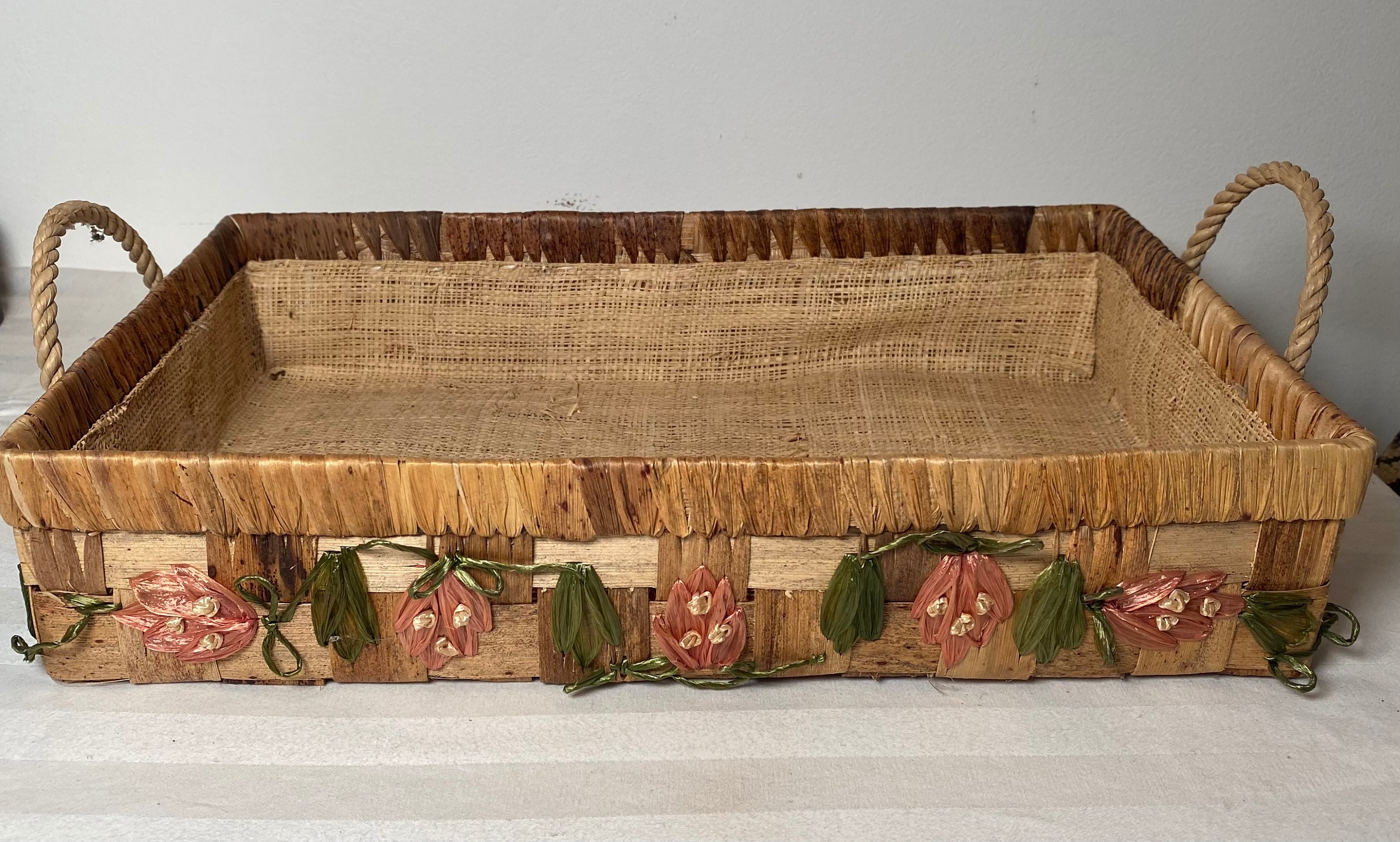 Vintage Woven Raffia Pyrex Casserole Dish Carrier Serving Tray Basket Nesting 13 X 9 - Etsy