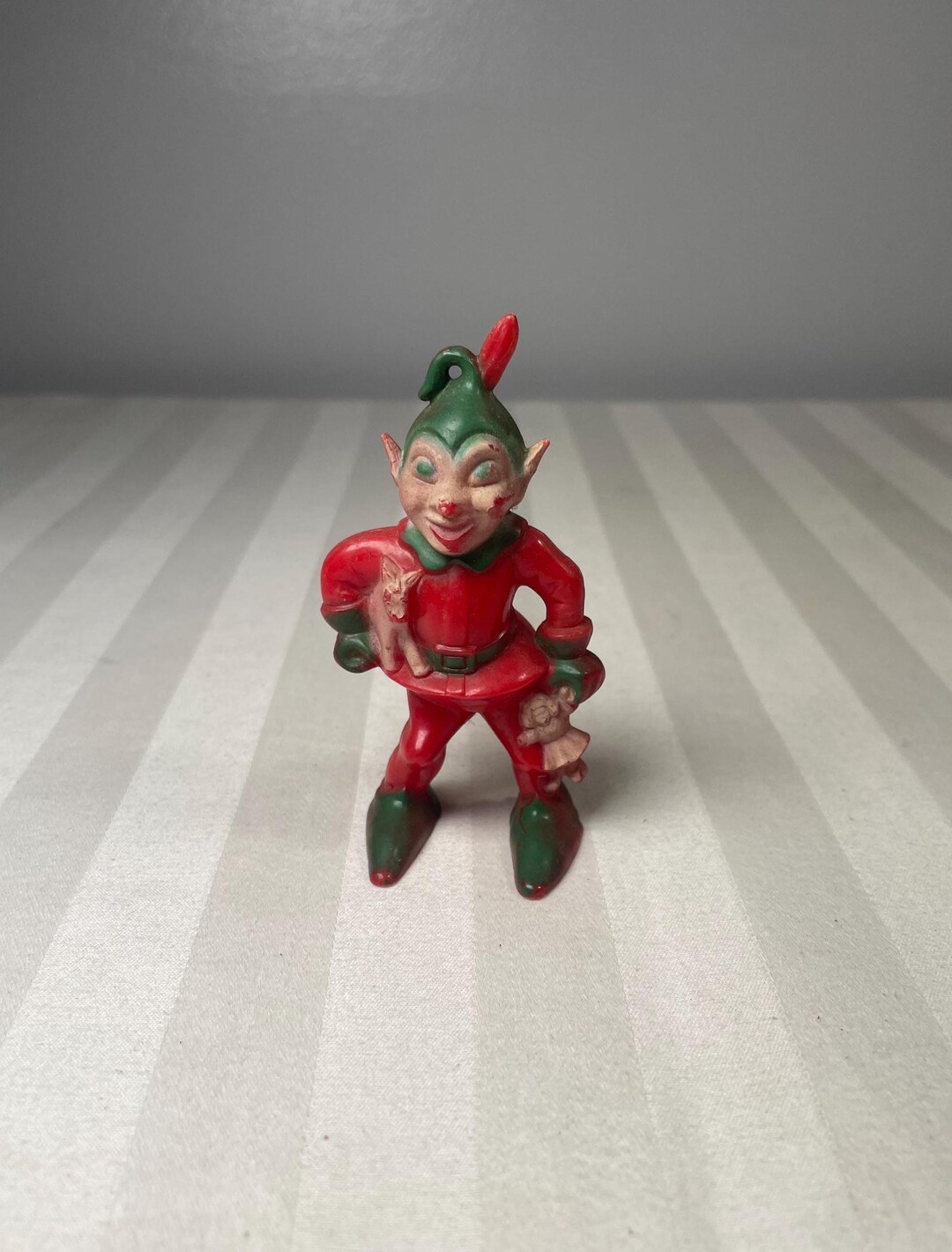 Vintage 1940's Rosbro Plastic Elf Pixie Figurine Ornament With Doll and ...