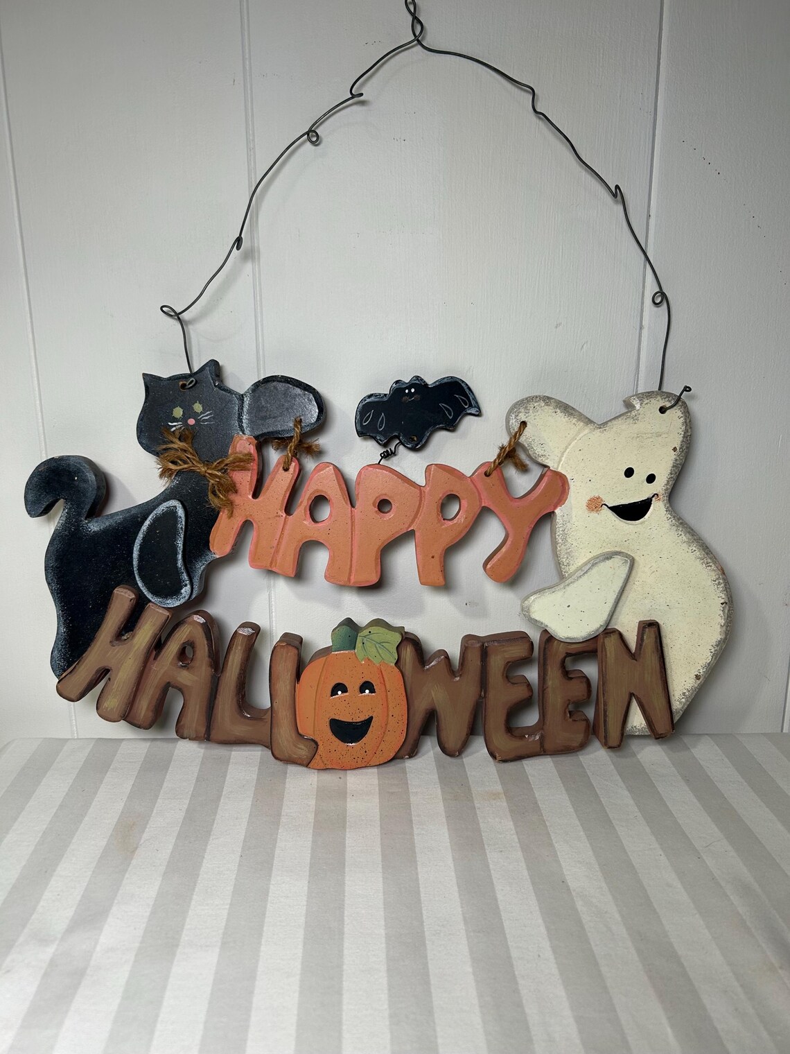 Halloween Black Cat Bat Ghost Wall Hanger Decor - Etsy