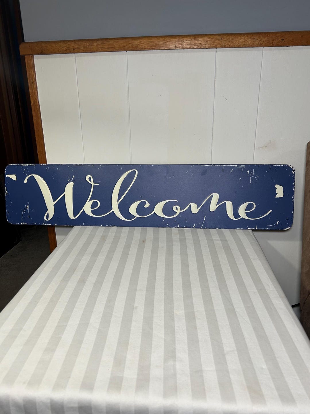 Vintage Style Metal Welcome Sign Blue - Etsy