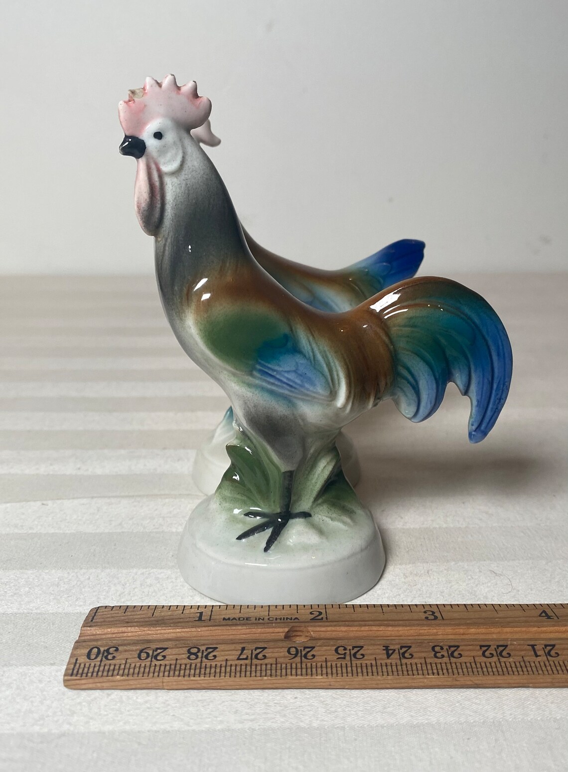 Vintage Chicken Cockerel Figurines Pair of Colourful Cockerels ...