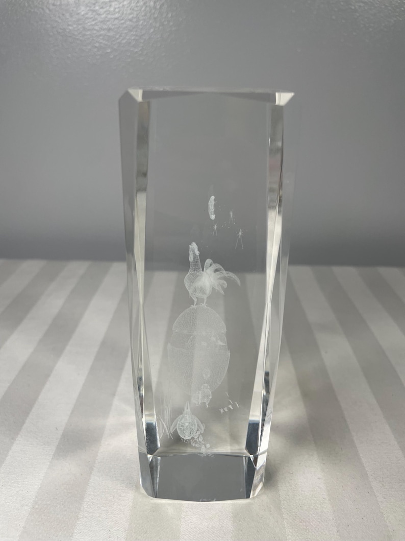 3D Hologram Laser Cut Etched Crystal Glass Chicken and Egg Paperweight ...