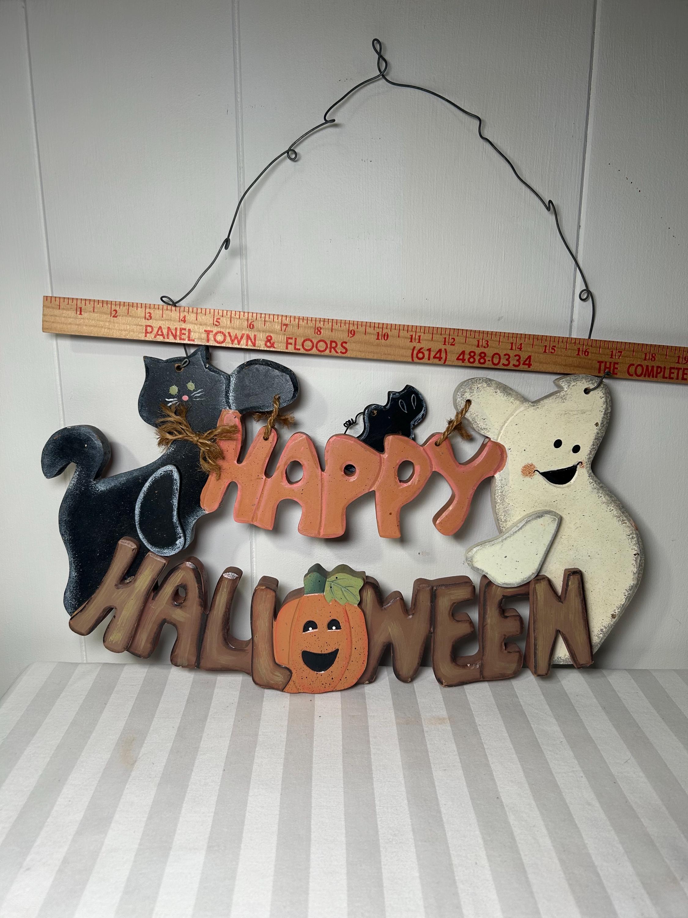 Halloween Black Cat Bat Ghost Wall Hanger Decor - Etsy