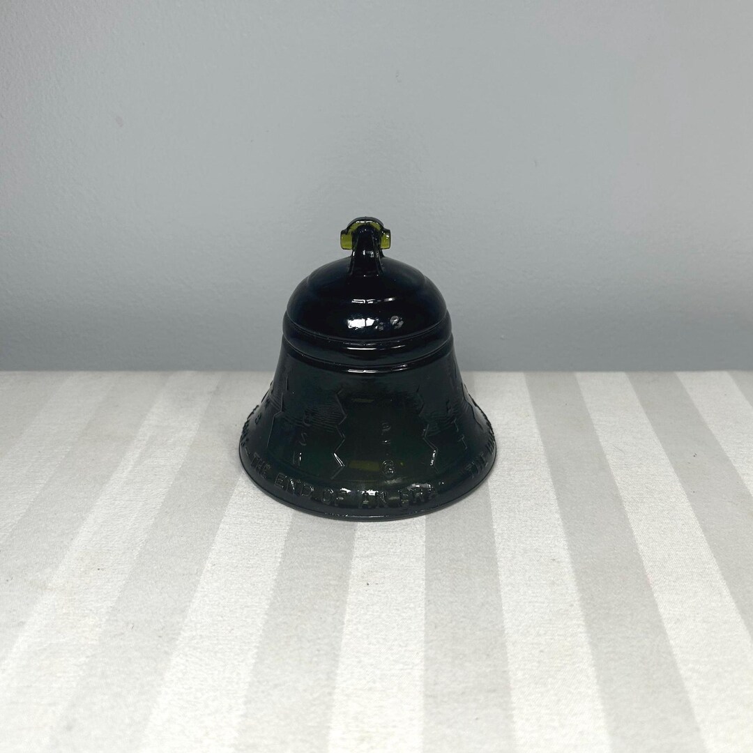 Vintage Glass Paperweight Telephone Pioneers of America Green Bell ...
