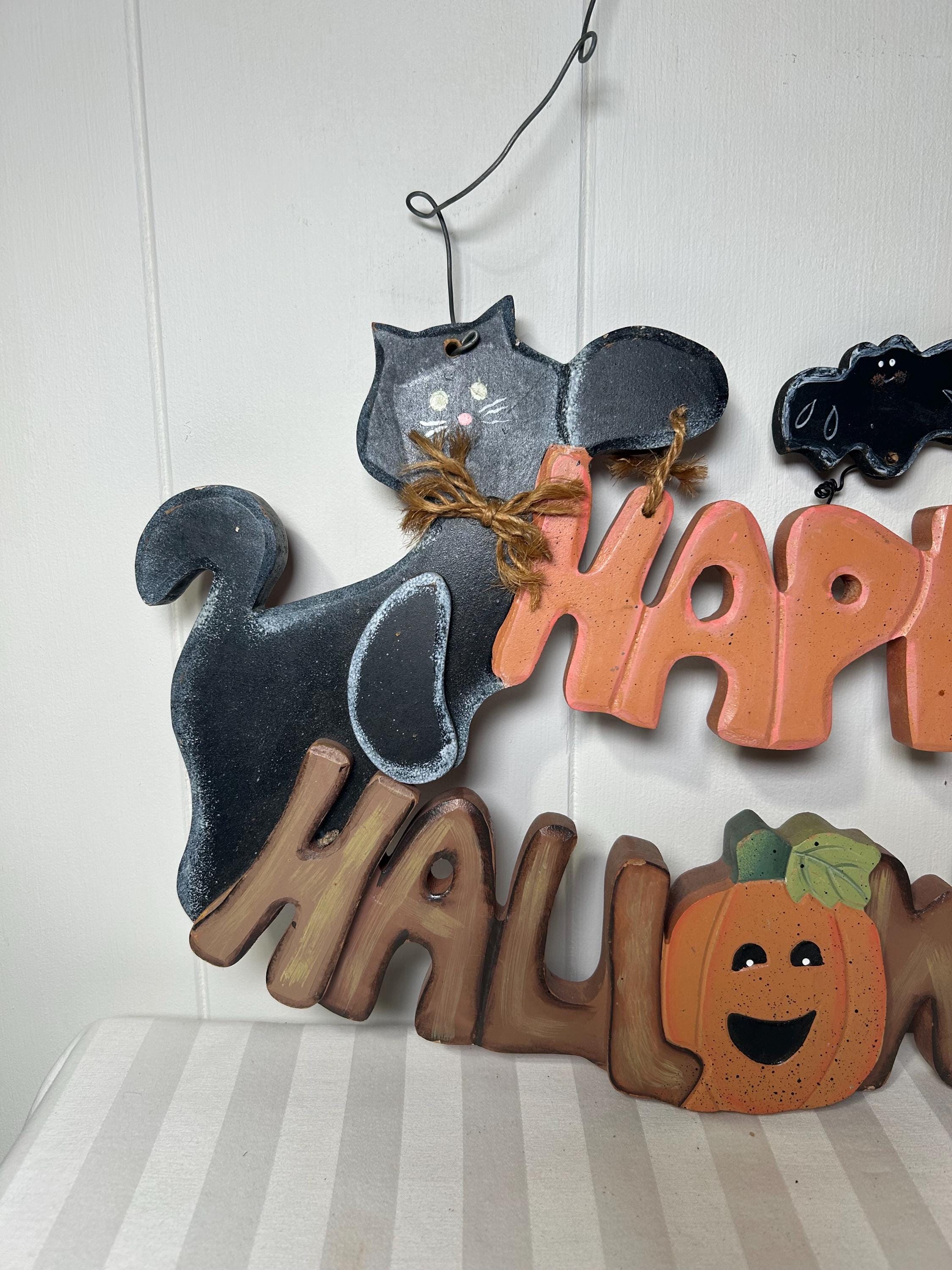 Halloween Black Cat Bat Ghost Wall Hanger Decor - Etsy