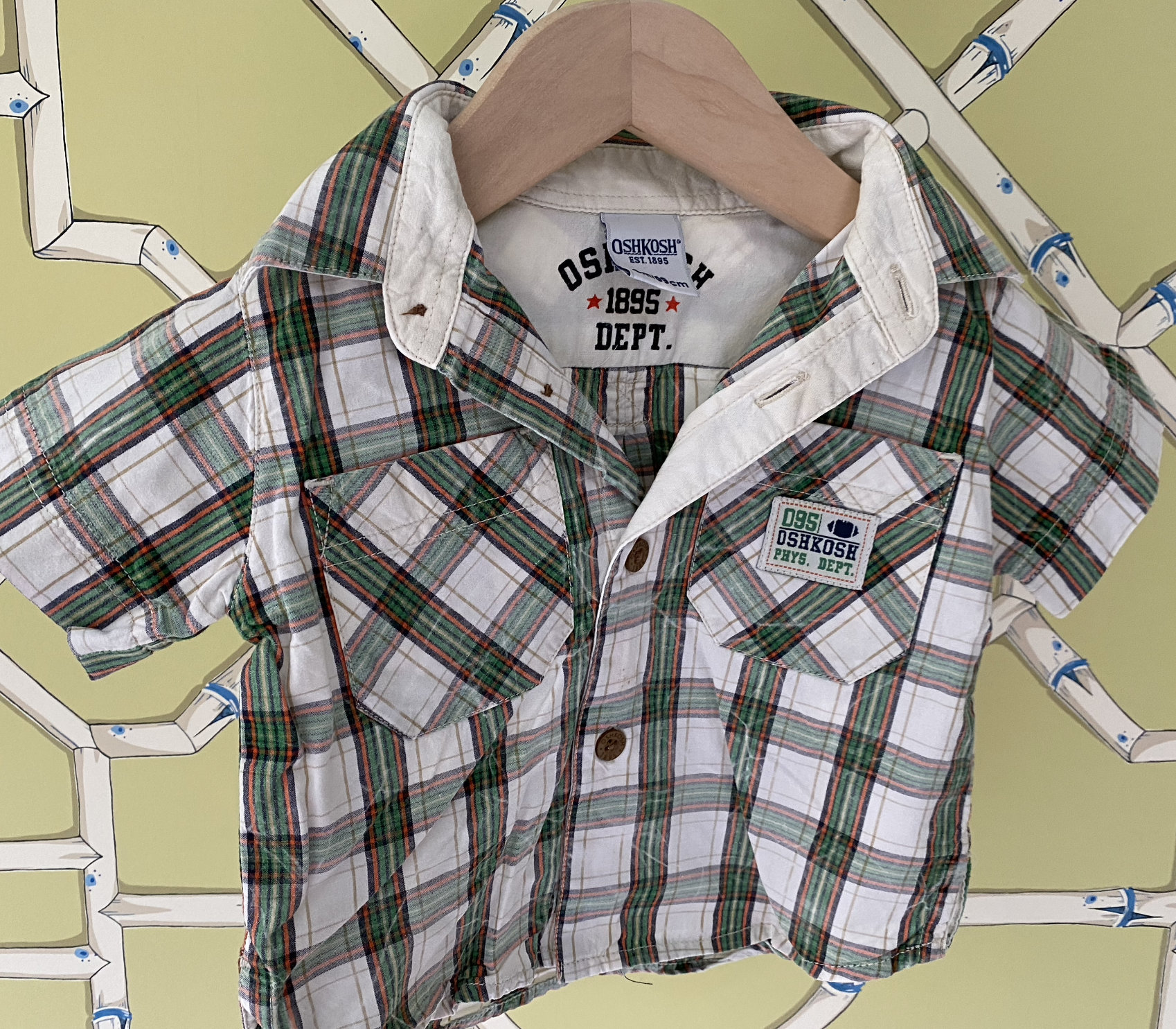 Vintage Kids OSH KOSH Red Green and White Check Short Sleeve - Etsy
