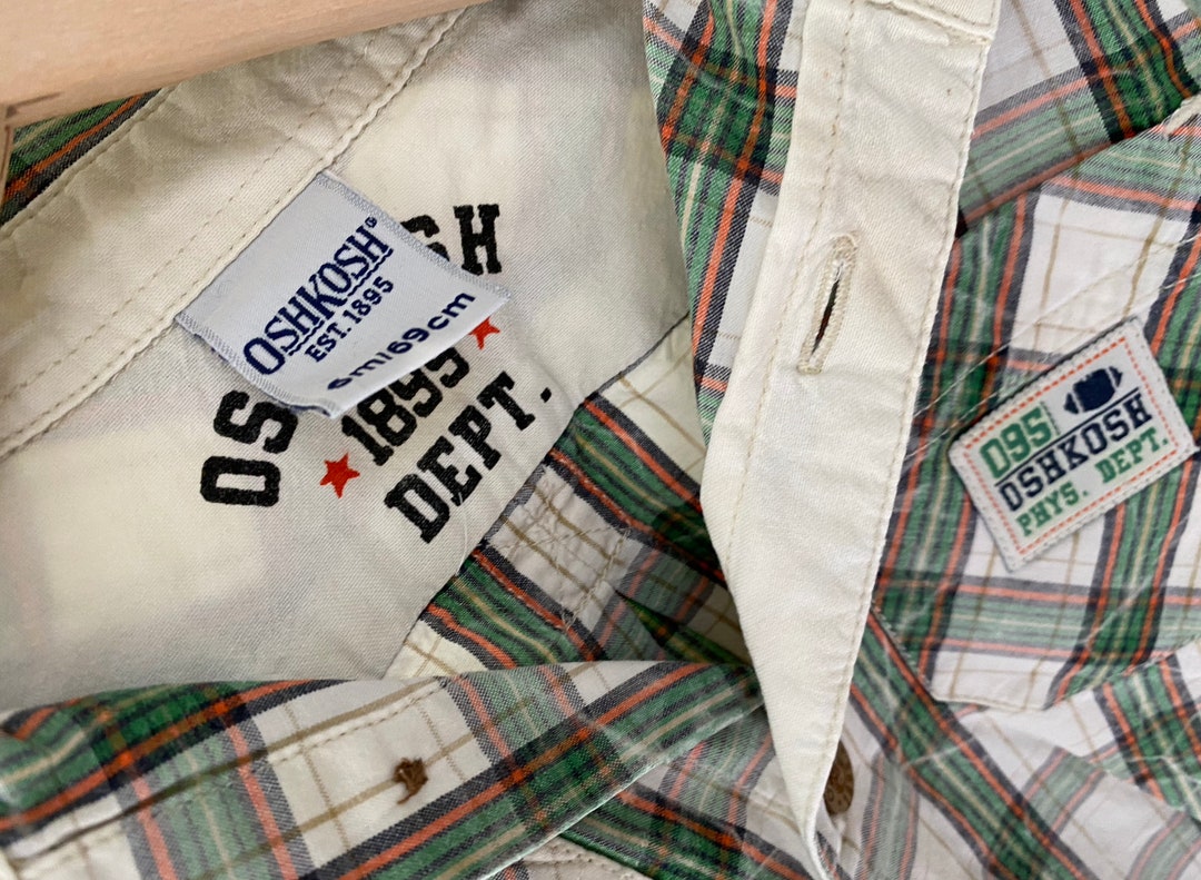 Vintage Kids OSH KOSH Red Green and White Check Short Sleeve - Etsy