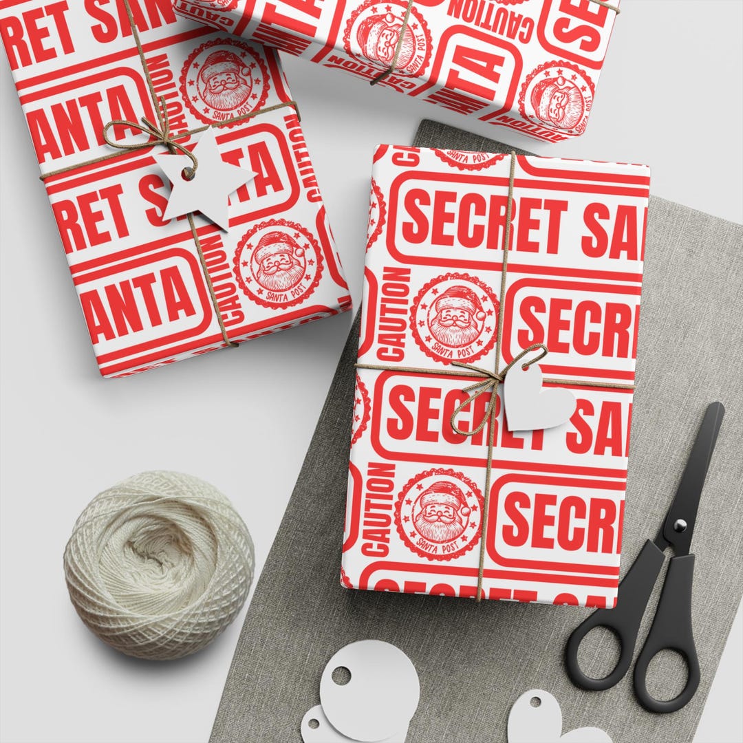 Secret Santa Wrapping Paper Fun Christmas Gift Wrap Holiday Wrapping ...