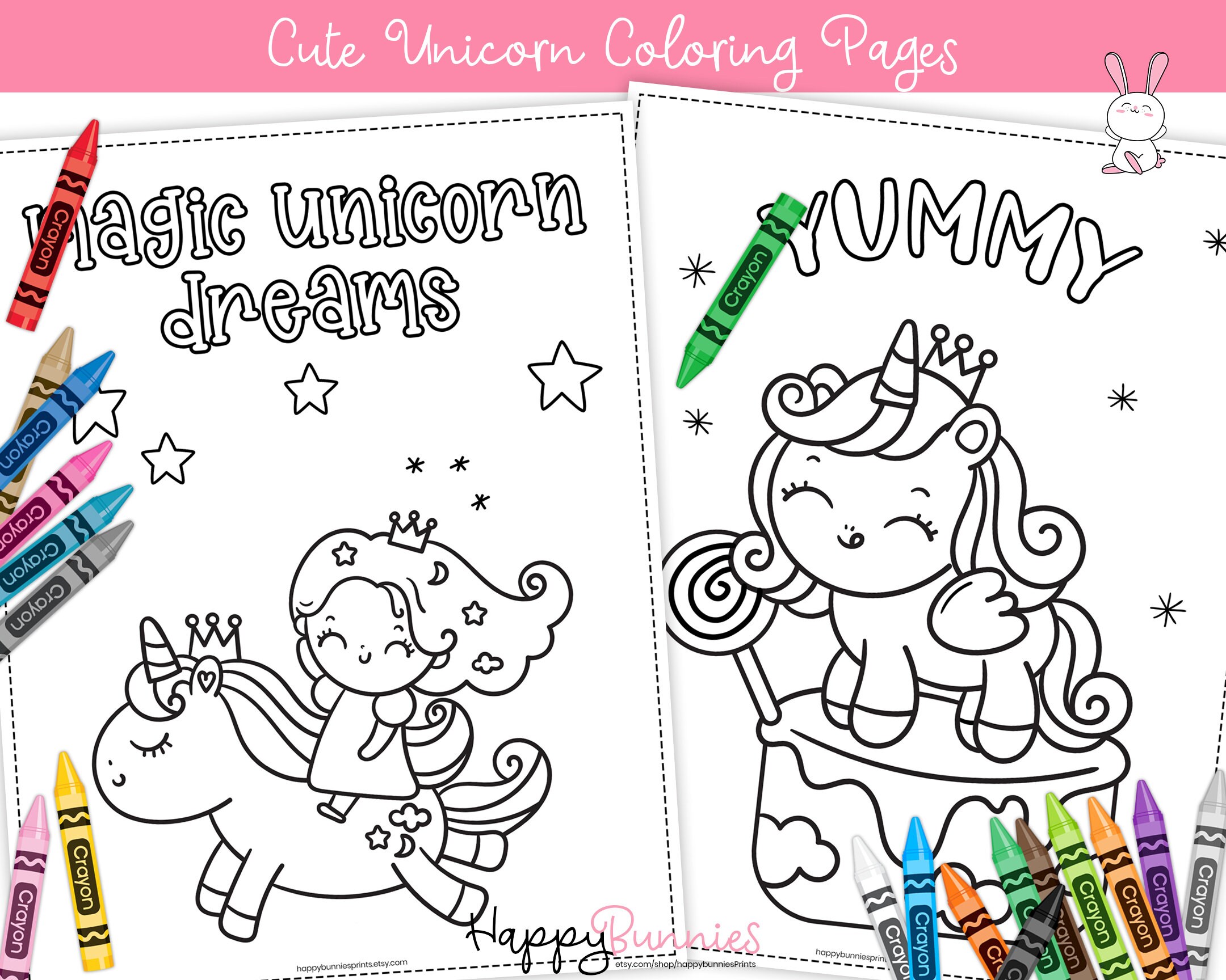 Cute Unicorn Coloring Pages Set of 12 Unicorn Coloring - Etsy Canada