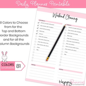Cleaning Checklist Printable, Weekly Cleaning Checklist, Weekend ...