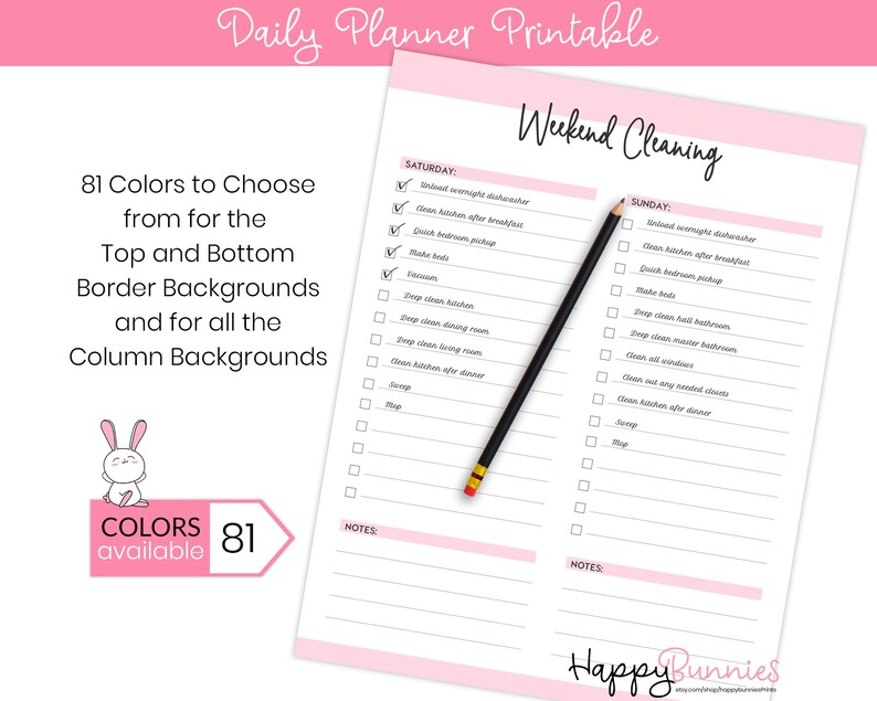 Cleaning Checklist Printable, Weekly Cleaning Checklist, Weekend ...