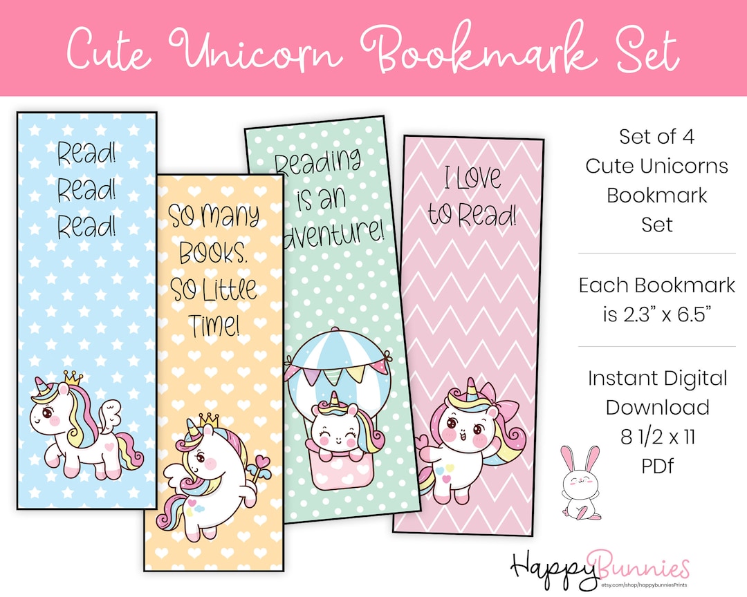 Printable Bookmarks for Kids, Printable Unicorn Bookmarks, Printables ...