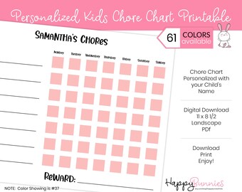 Kid's Chore Chart Printable EDITABLE PDF Child - Etsy