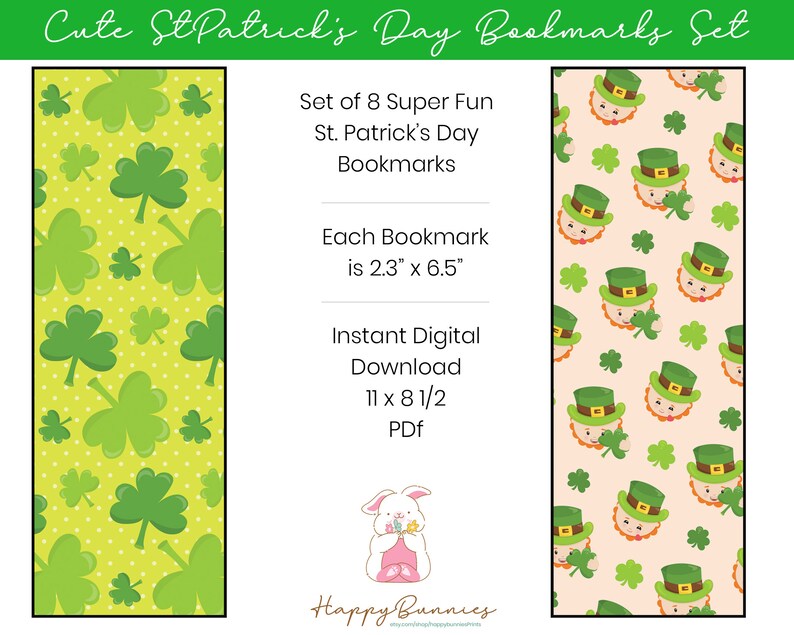 Printable St. Patrick's Day Bookmarks, St. Patrick's Day Bookmarks, St ...