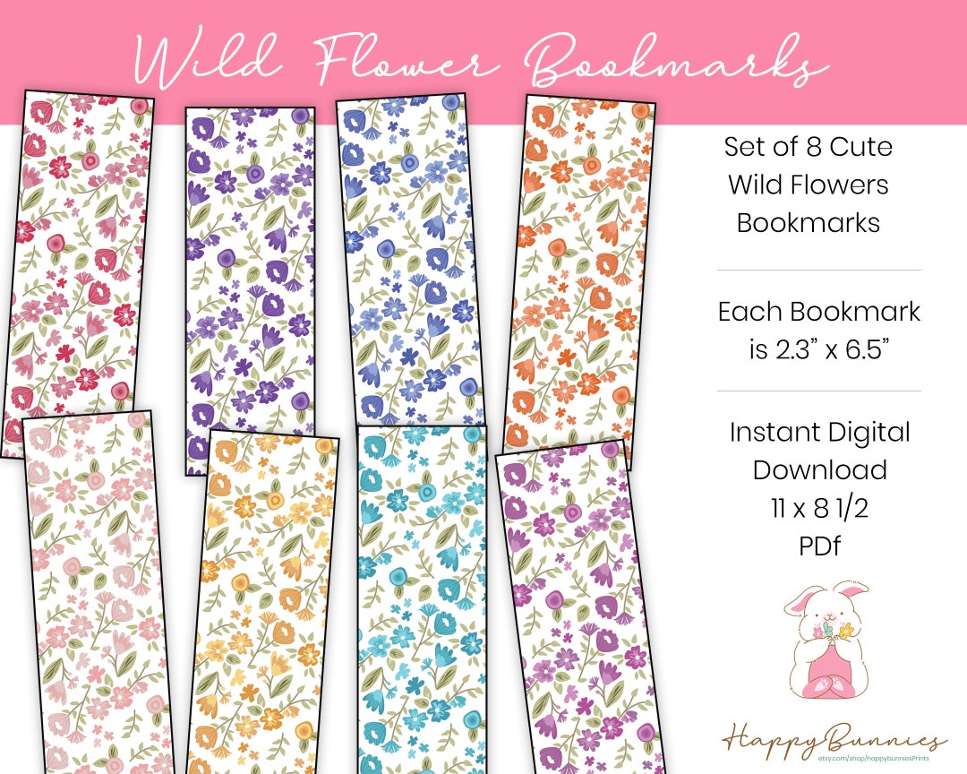 Printable Wild Flower Bookmarks for Adults and Teens, Printable ...