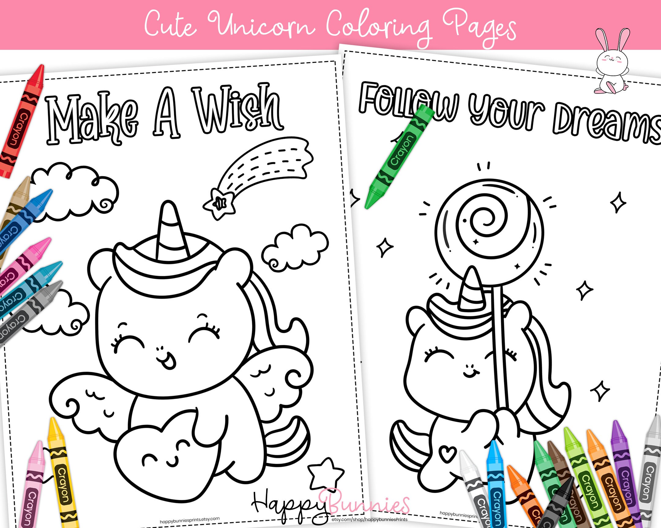 Cute Unicorn Coloring Pages Set of 12 Unicorn Coloring - Etsy Canada