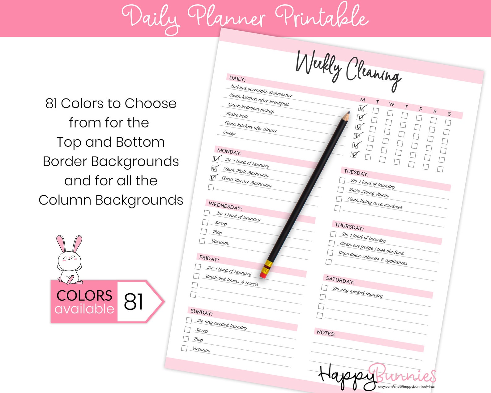 Cleaning Checklist Printable, Weekly Cleaning Checklist, Weekend ...