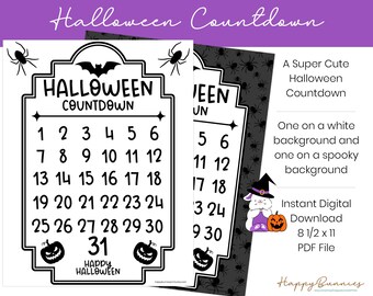 Printable Halloween Countdown Calendar - Etsy