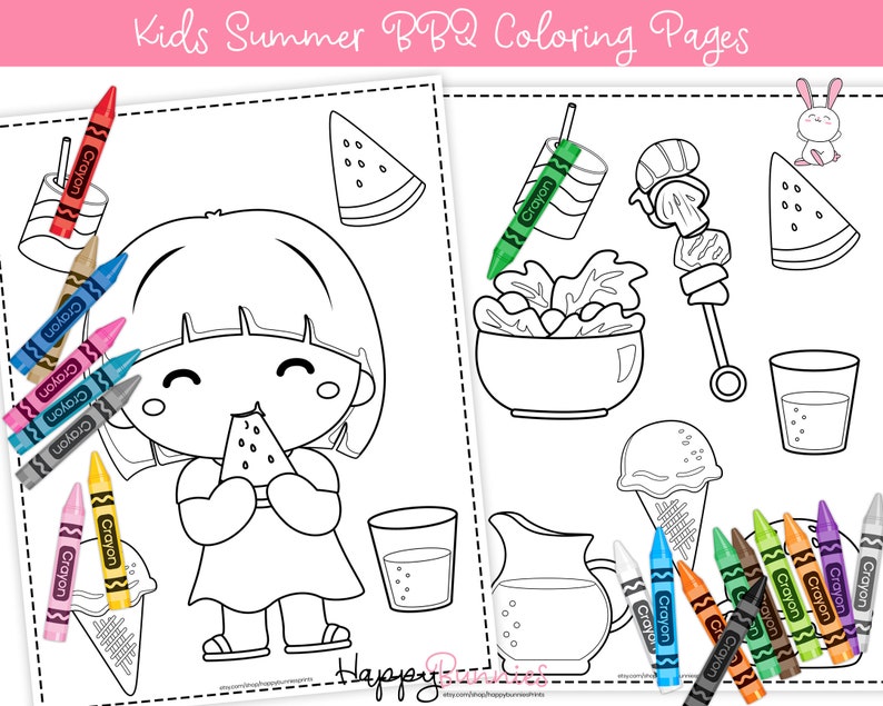 Kids Summer Barbeque Coloring Pages Set of 10 Summer BBQ - Etsy