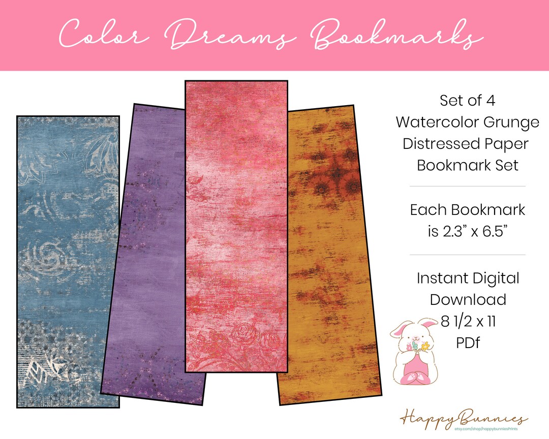 Printable Grunge Color Bookmarks for Adults, Printable Bookmarks ...