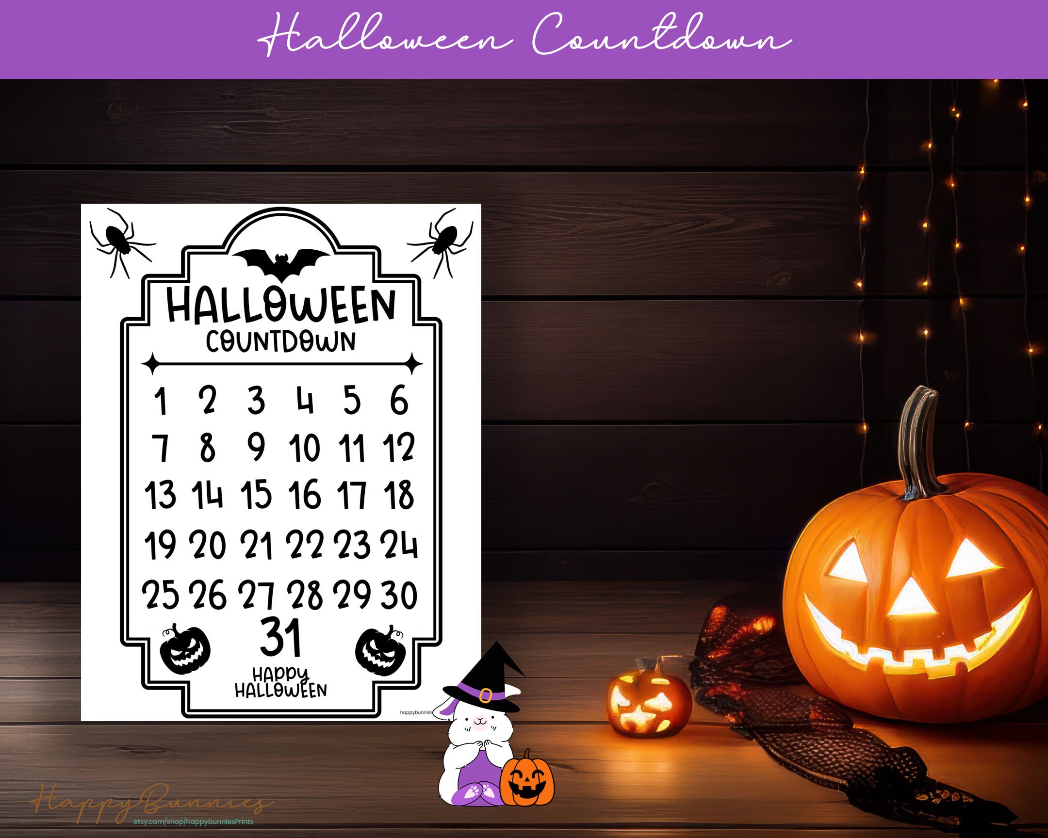Printable Halloween Countdown, Printable Halloween Calendar, Halloween ...