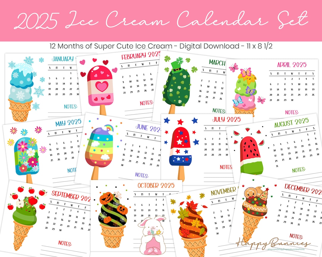 2025 Printable Ice Cream Calendar, 2025 Printable Ice Cream Calendar ...