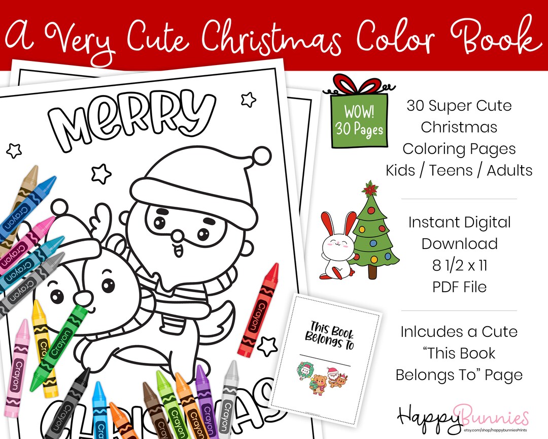 Christmas Coloring Book Printable Christmas Coloring Book - Etsy