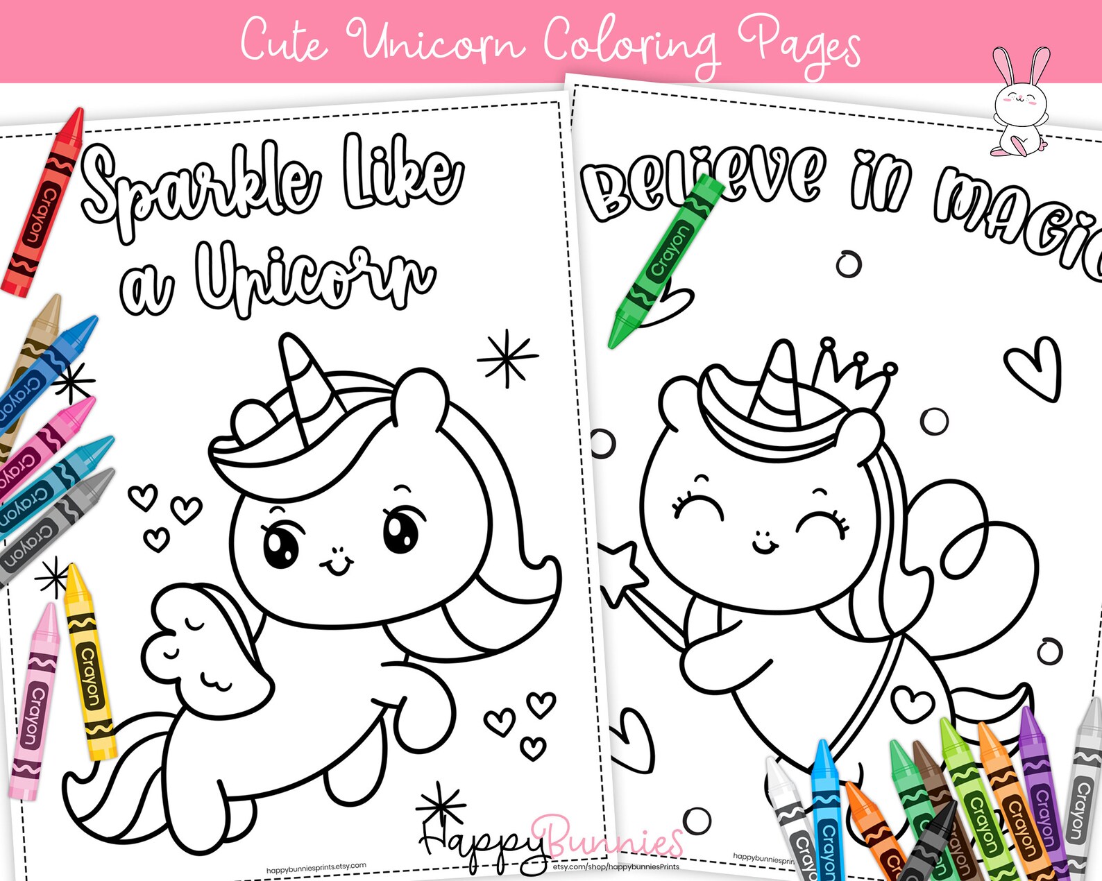 Cute Unicorn Coloring Pages Set of 12 Unicorn Coloring - Etsy Canada