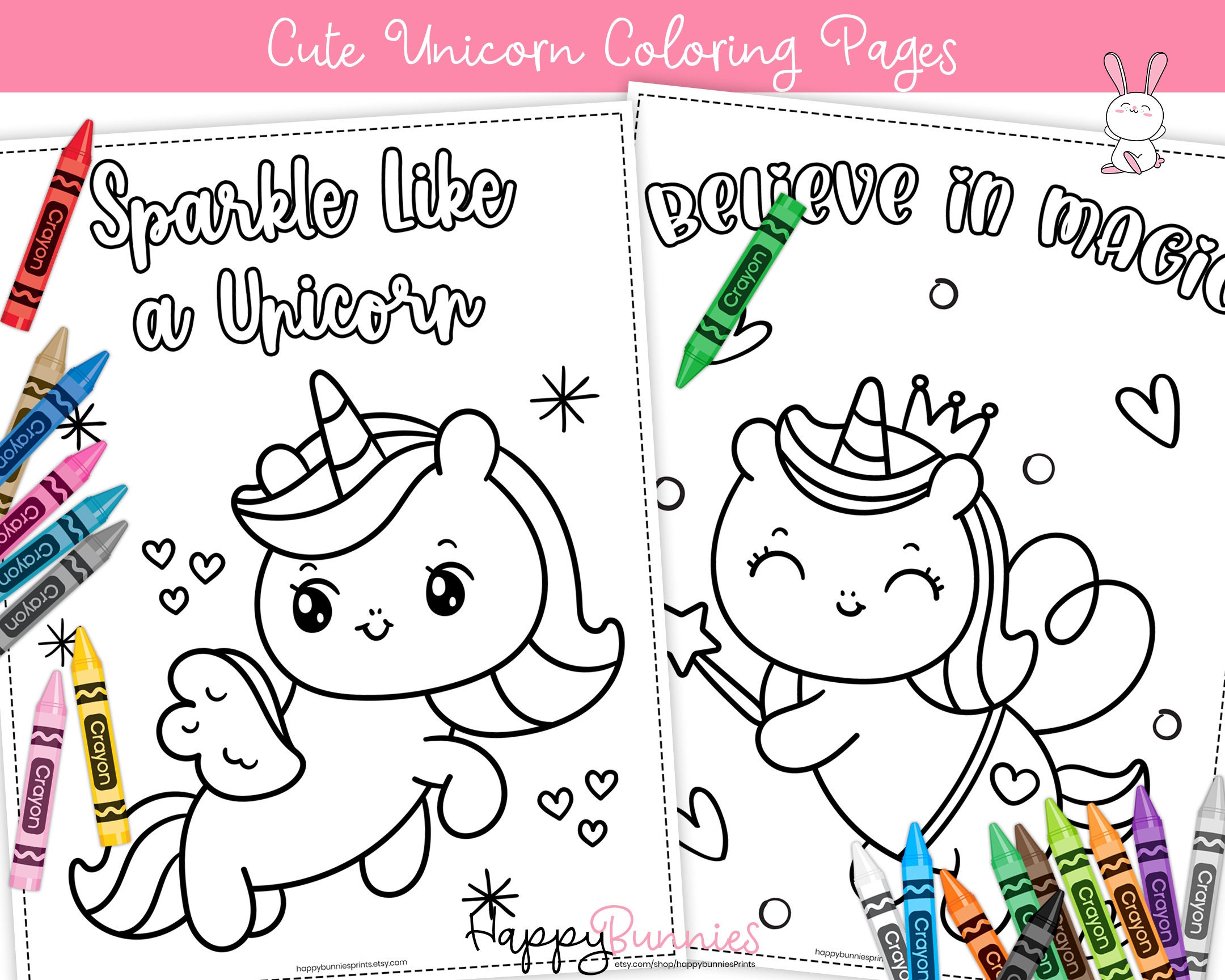 Cute Unicorn Coloring Pages Set of 12 Unicorn Coloring - Etsy Canada