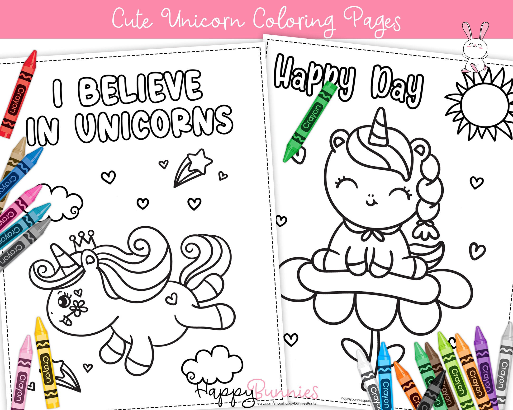 Cute Unicorn Coloring Pages Set of 12 Unicorn Coloring - Etsy Canada