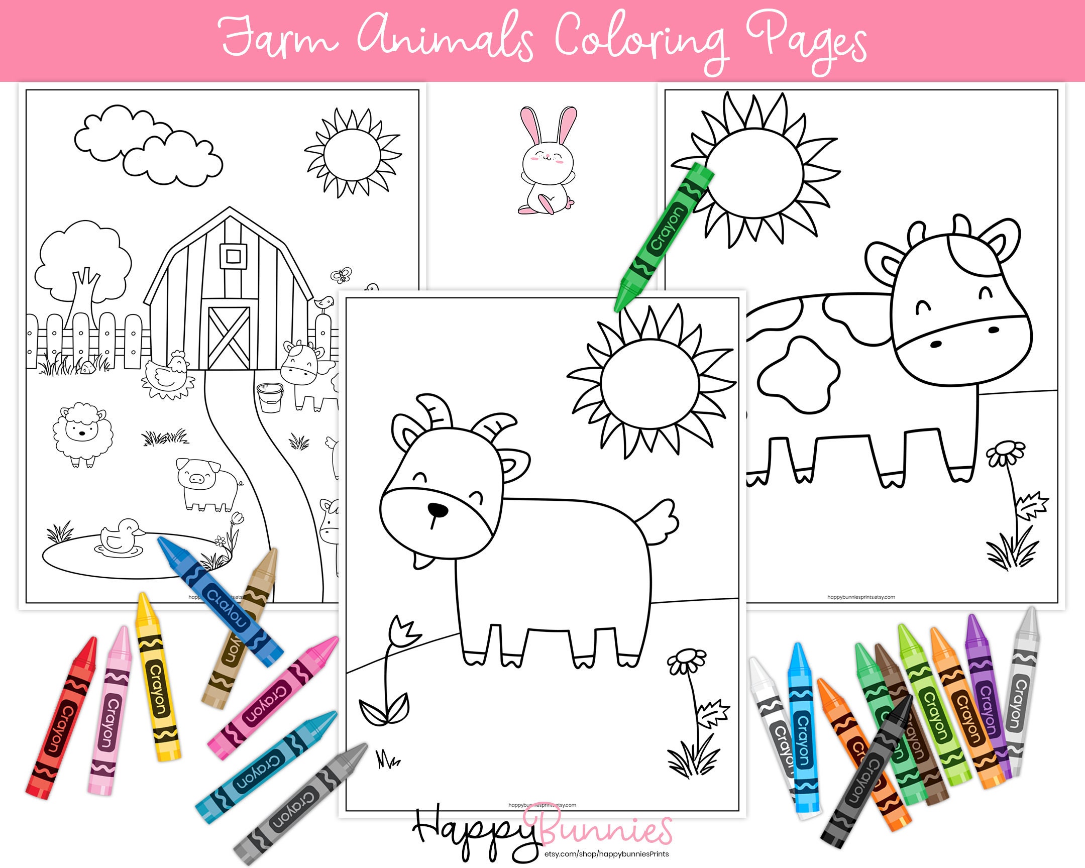 Farm Animal Coloring Pages, Printable Farm Coloring Pages, Farm Animals ...