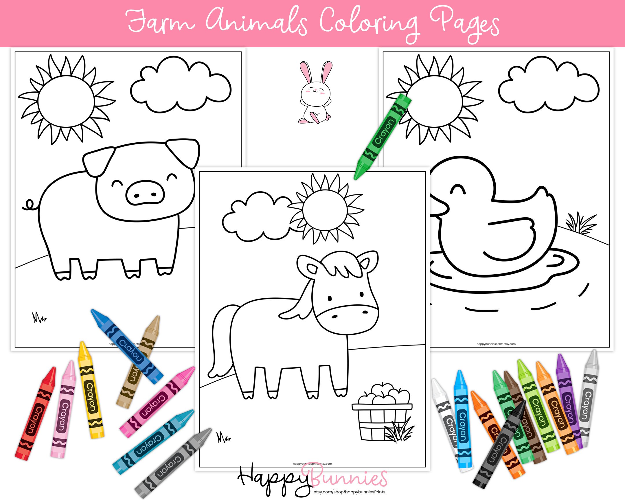 Farm Animal Coloring Pages, Printable Farm Coloring Pages, Farm Animals ...