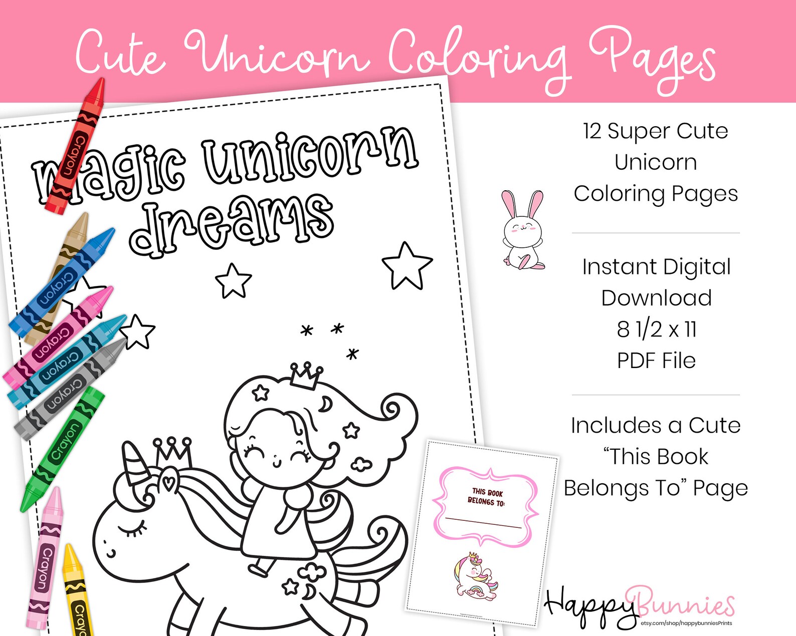 Cute Unicorn Coloring Pages Set of 12 Unicorn Coloring - Etsy Canada