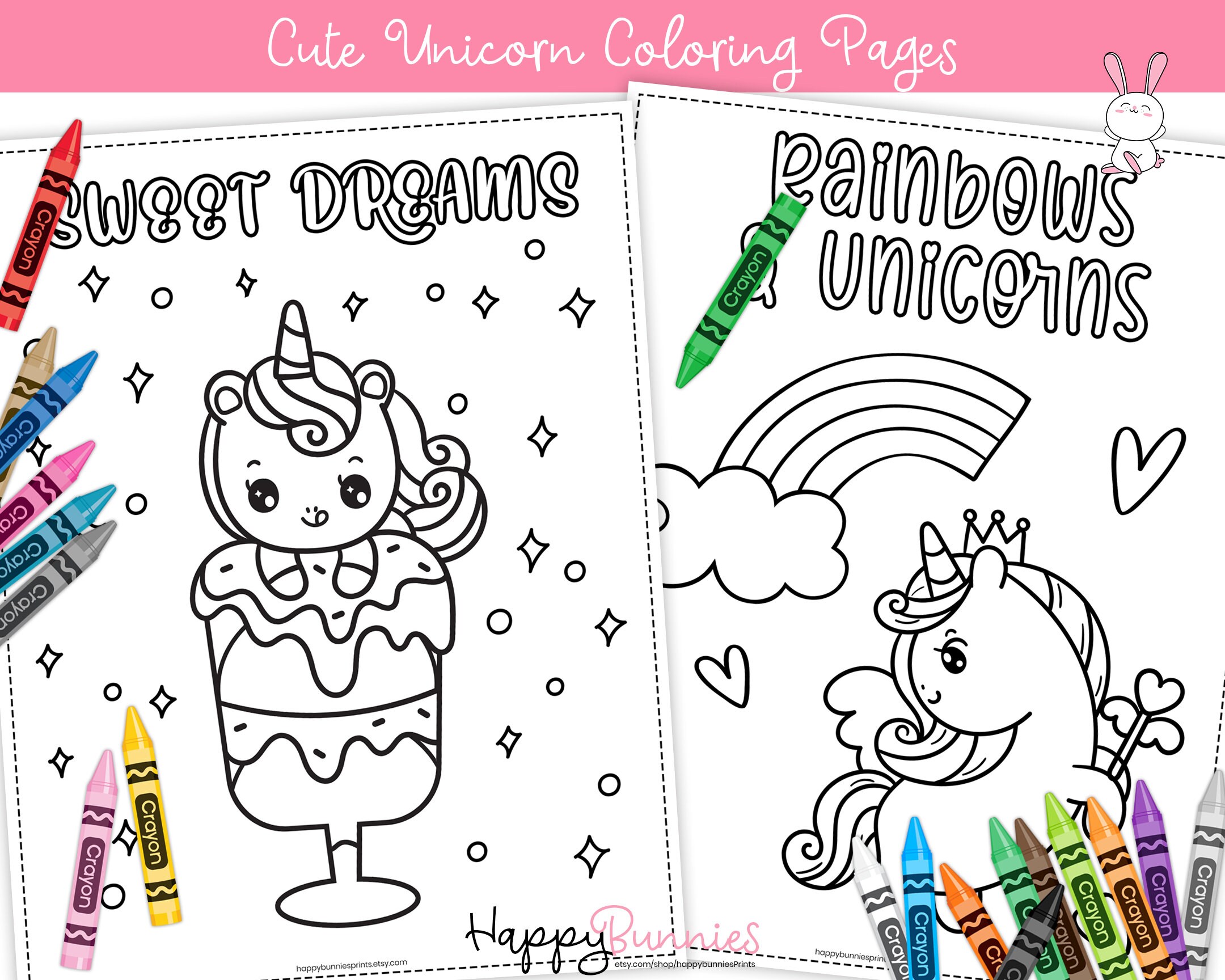 Cute Unicorn Coloring Pages Set of 12 Unicorn Coloring - Etsy Canada