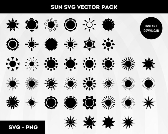 Sun Svg Sun Clipart Sun Cut File Sun Svg Bundle Celestial Etsy