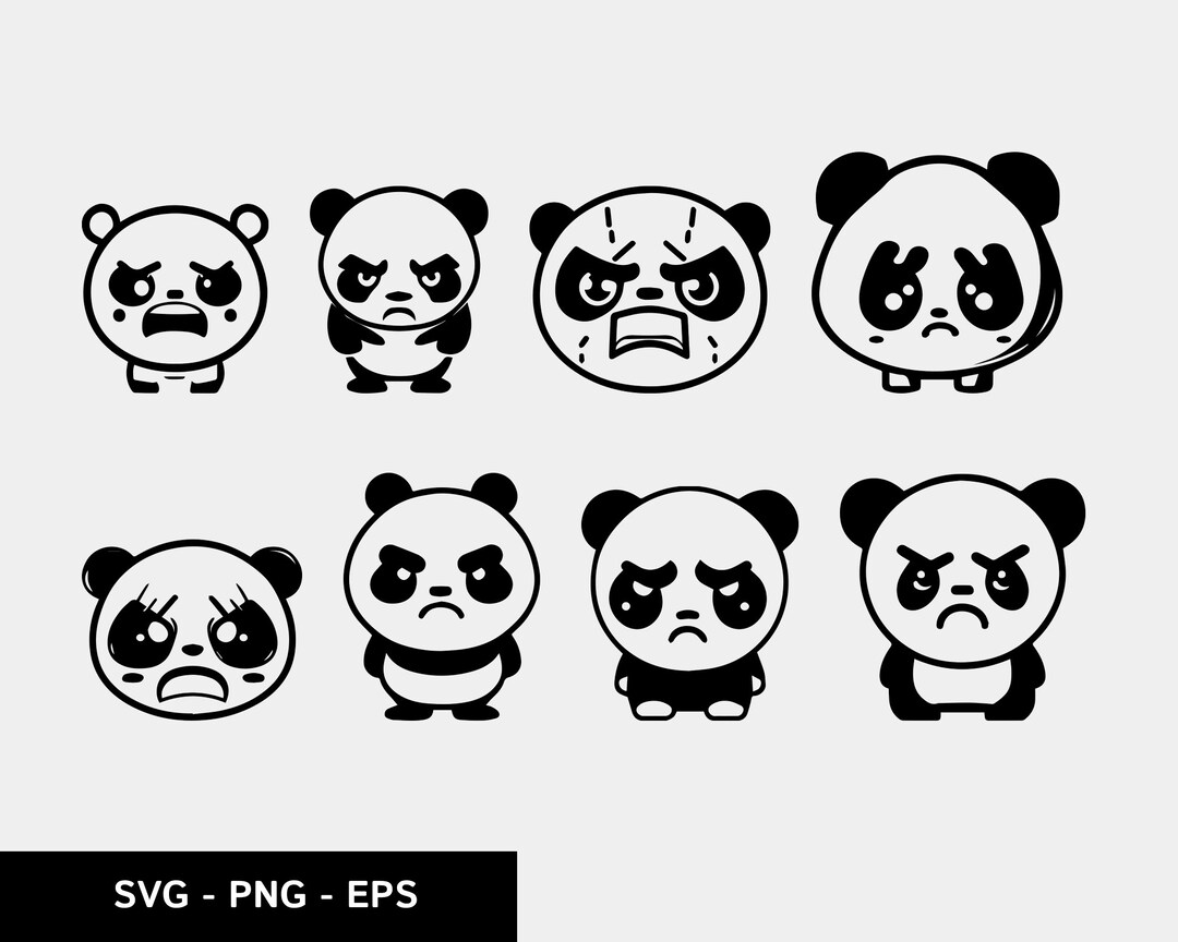 Angry and Sad Panda Logo Bundle SVG Files Panda Crown Logo Cut Files ...