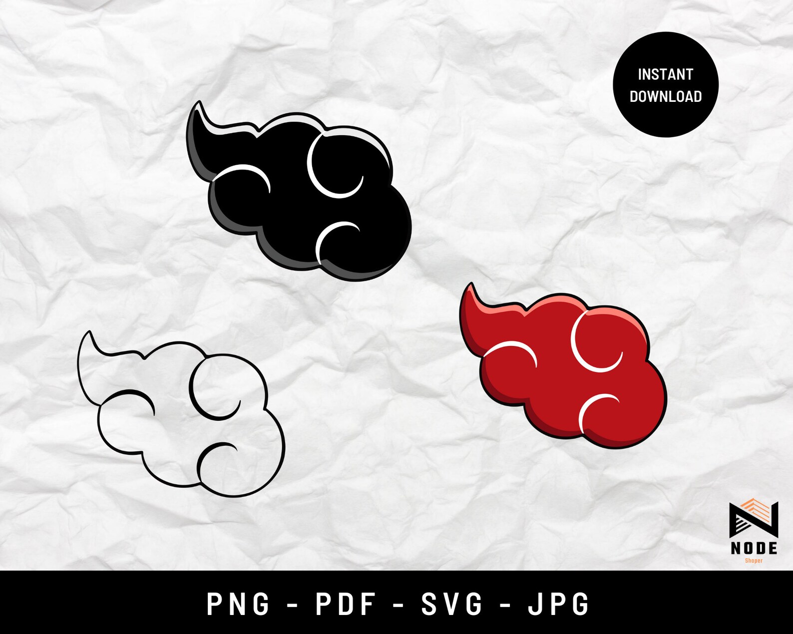 Akatsuki Cloud SVG Anime Svg file per cricut Naruto Design | Etsy Italia