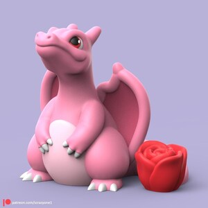 Valentine: Rose Tail Charizard full Color 3D Printed - Etsy