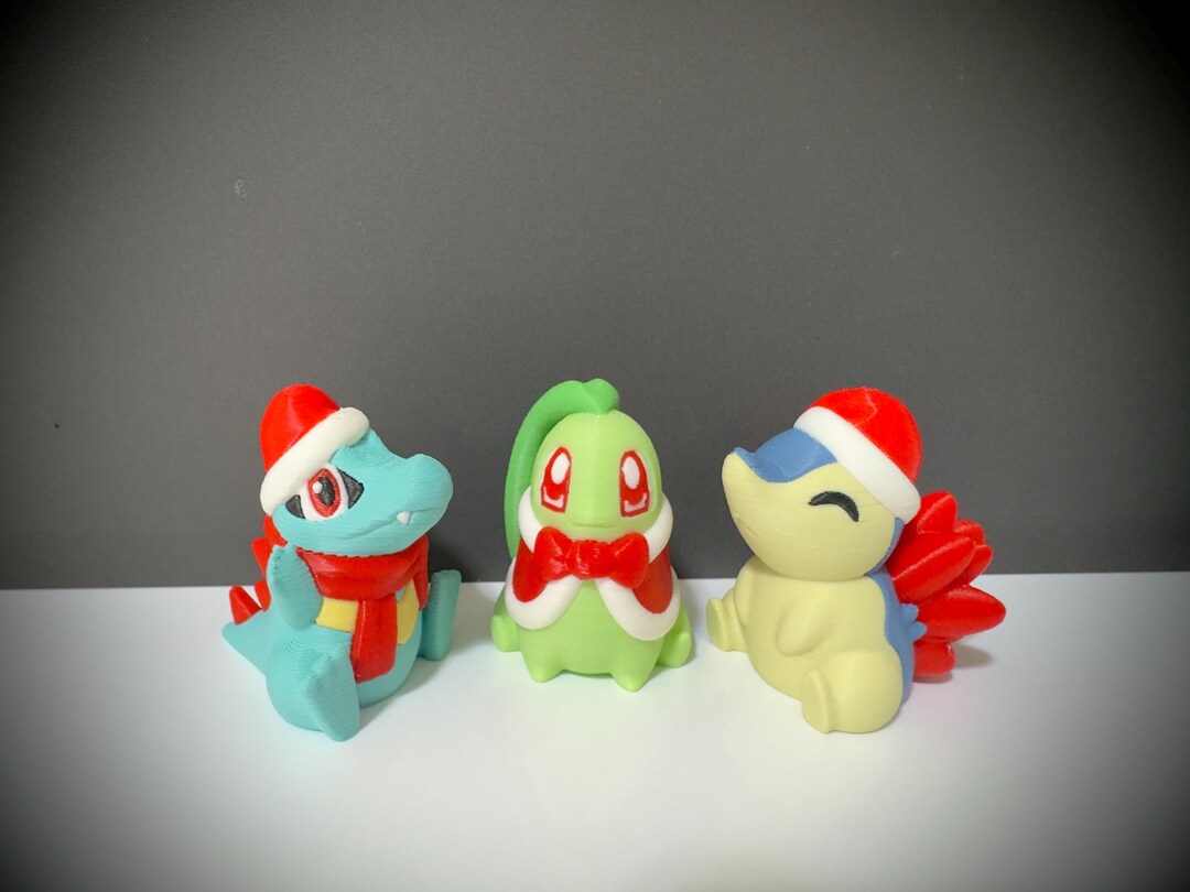 Gen 2 Starters Christmas Edition: Totodile, Chikorita, Cyndaquil (3D ...