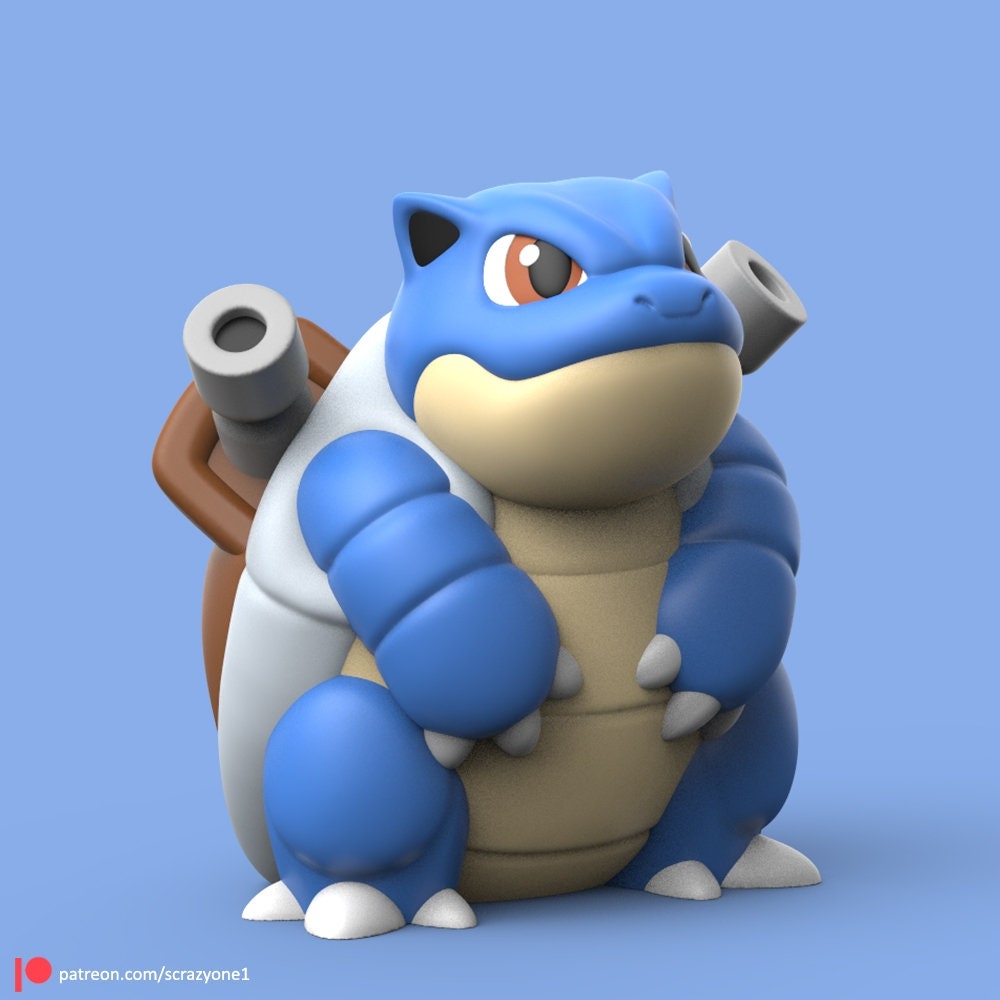 Gen 1: Chibi Blastoise (3D Printed - Ready to Paint, Full Color, & Custom Options Available) - Etsy