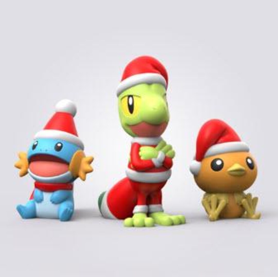 Gen 3 Starters: Christmas Mudkip, Torchic, and Treecko (full Colored 3D ...