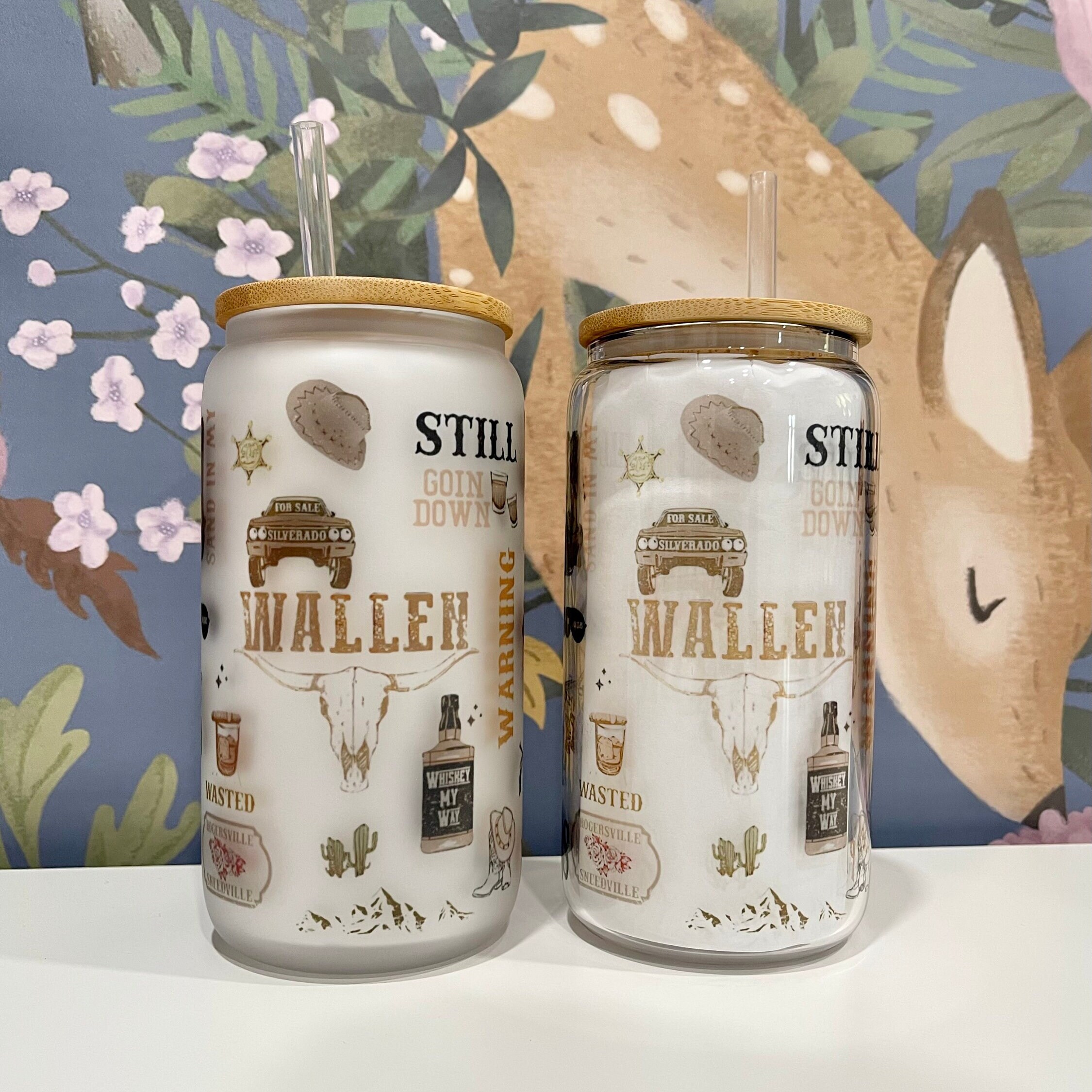 Wallen Cup, 16oz Frosted Glass Can, 16oz Clear Glass Can, Morgan Wallen ...