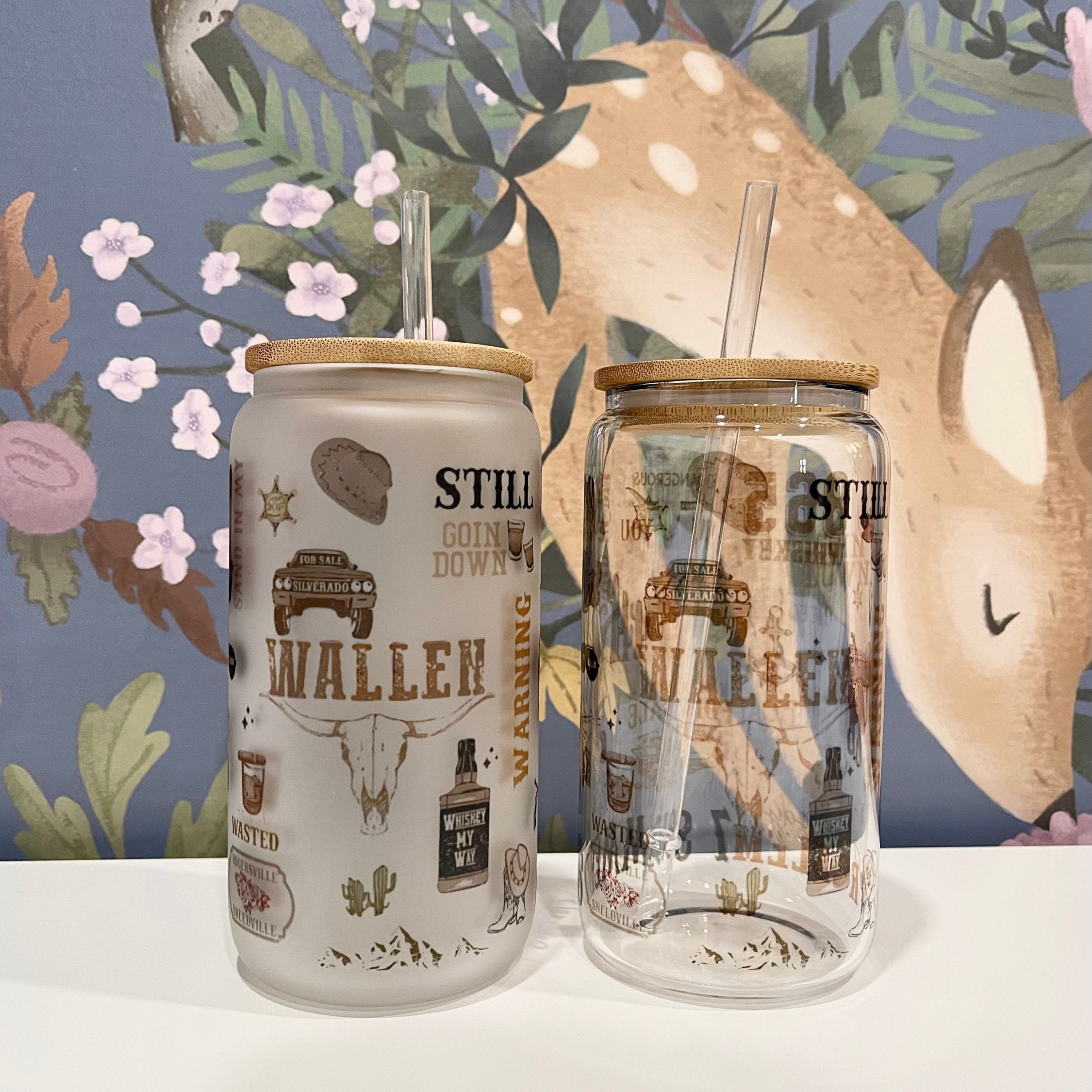 Wallen Cup, 16oz Frosted Glass Can, 16oz Clear Glass Can, Morgan Wallen ...