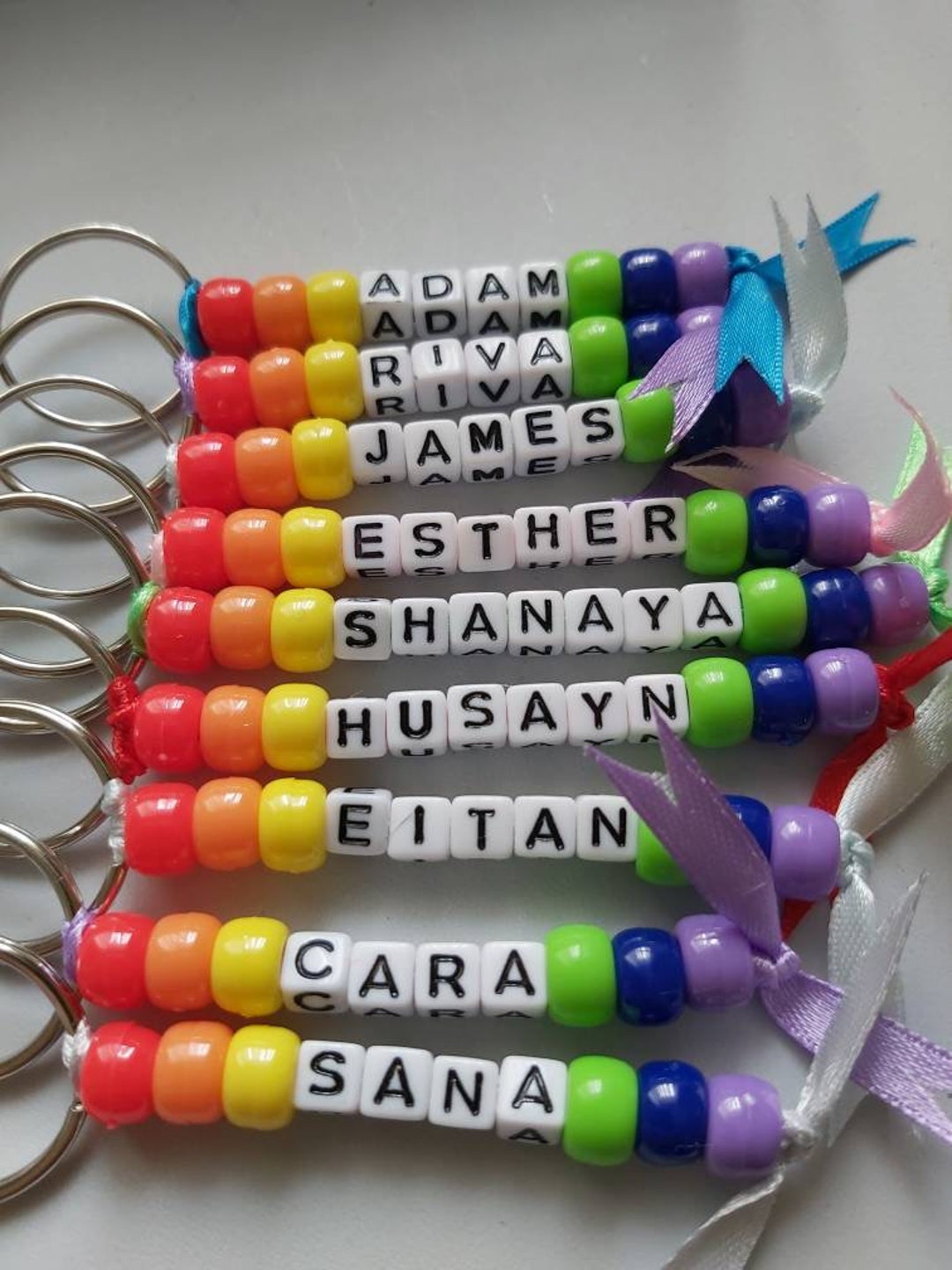 Personalised Name Beaded Keyrings - Etsy UK