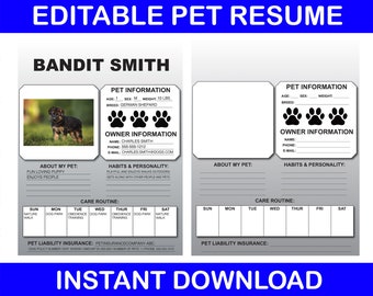 Editable Cat Resume Template – Funny Gift for Pet Lovers! Create a ...